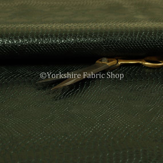 Designer Embossed Snake Animal Textured Green Faux Leather | Etsy