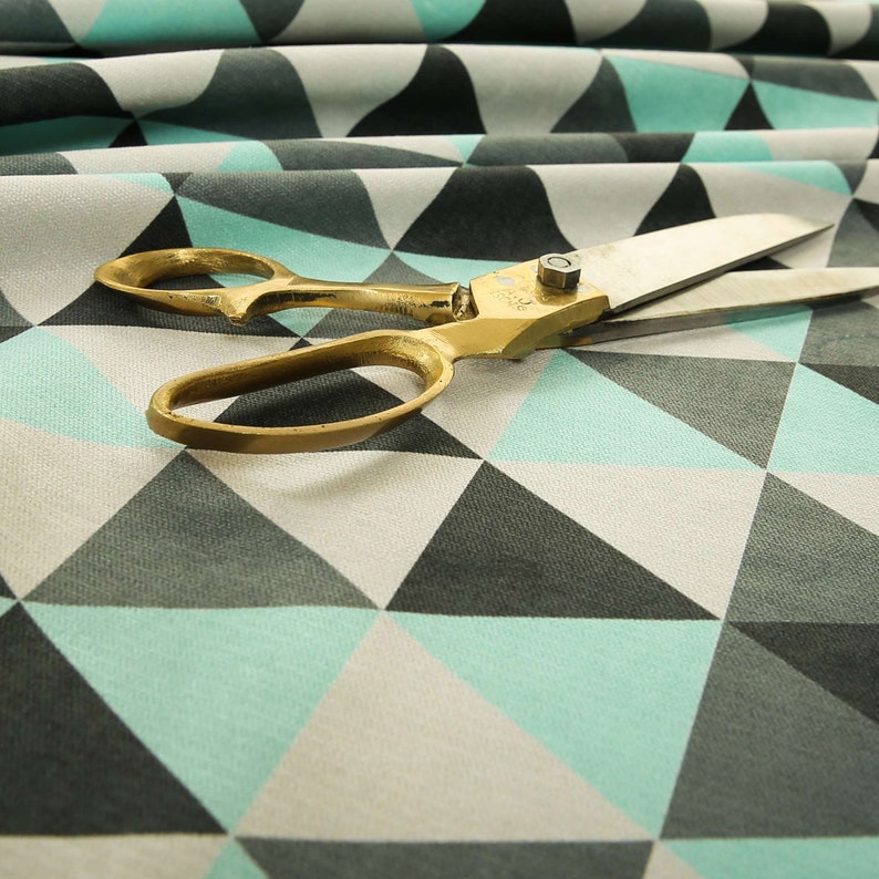 New Modern Geometric Triangle Pattern Teal Grey White Colour Soft ...