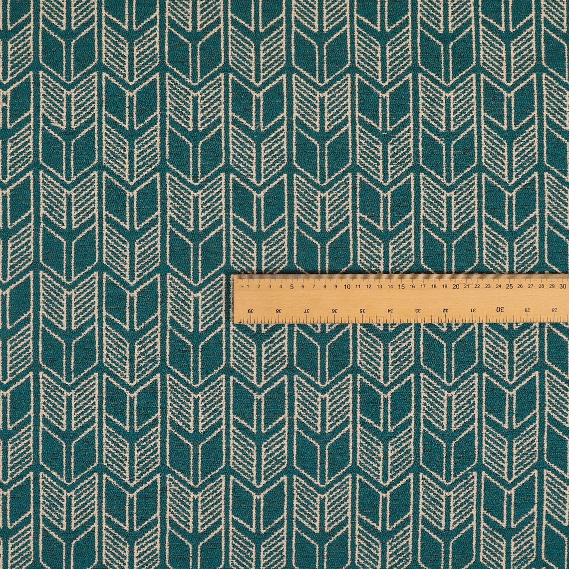 New Soft Quality Woven Modern Chevron Geometric Pattern Teal Blue Grey ...