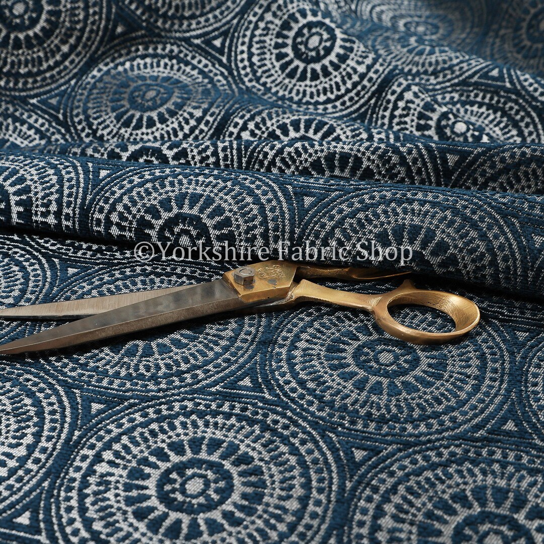 Navy Blue Shine Effect Geometric Round Medallion Pattern - Etsy