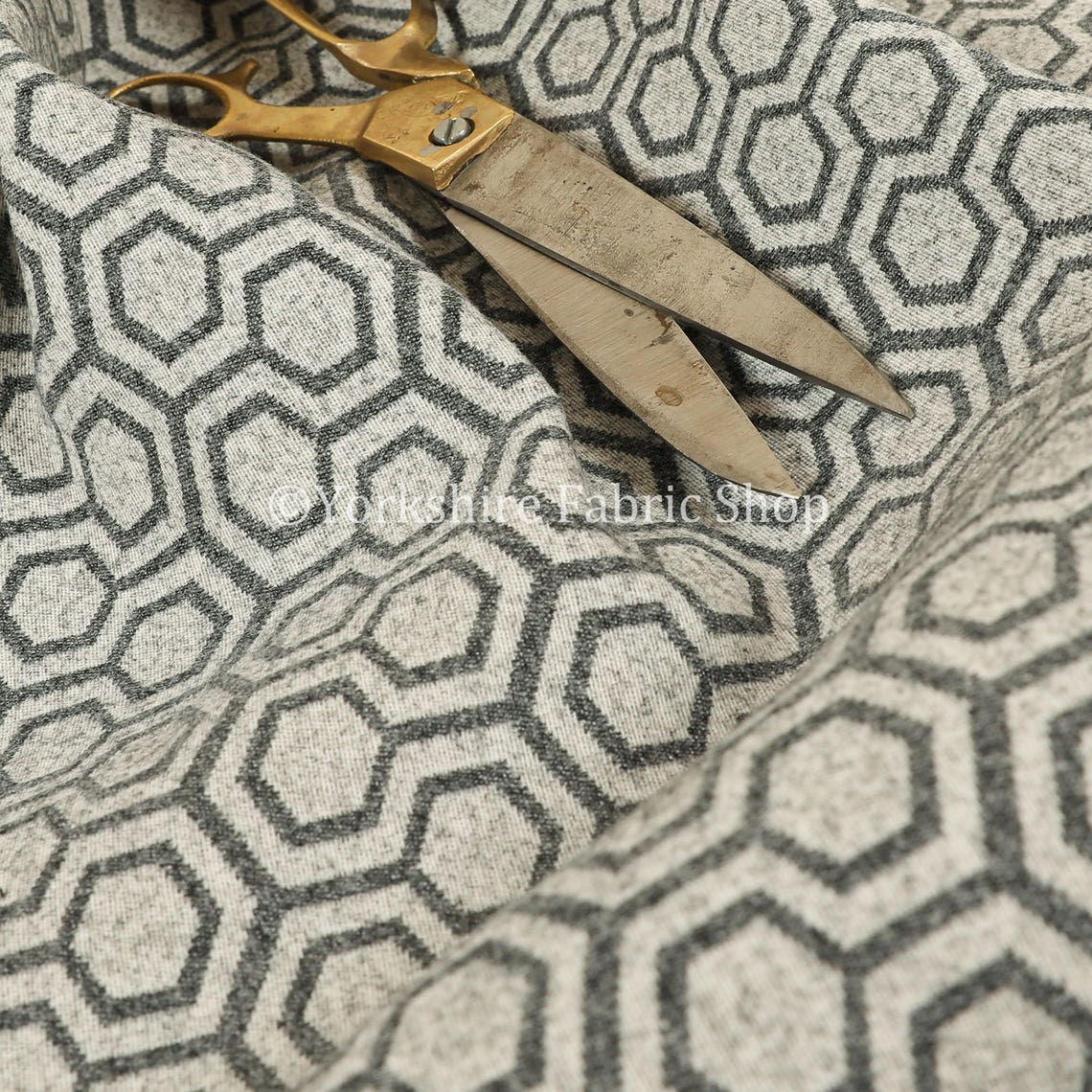 New Modern Geometric Hexagon Pattern Wool Textured Grey White - Etsy