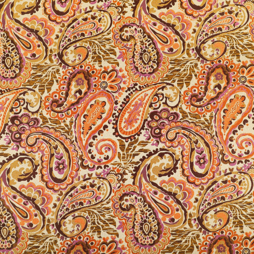All Over Paisley Pattern Orange Colour Chenille Upholstery Curtain ...
