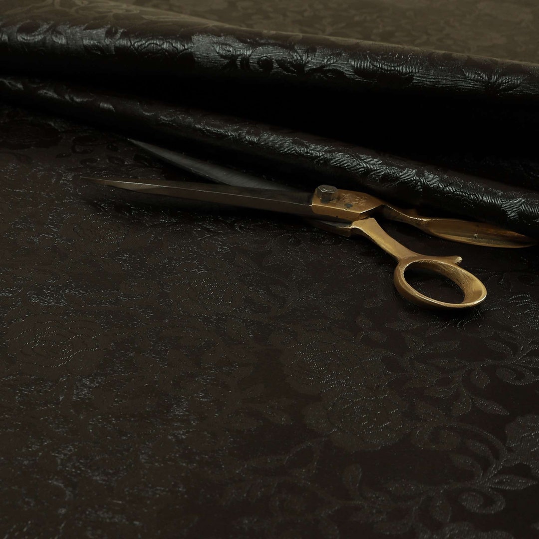 Floral Pattern Sheen Emboss Vinyl Faux Leather Upholstery Fabric Brown ...
