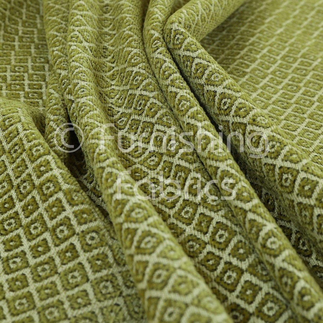 Small Repeated Pattern Geometric Pattern in Green Colour Chenille ...