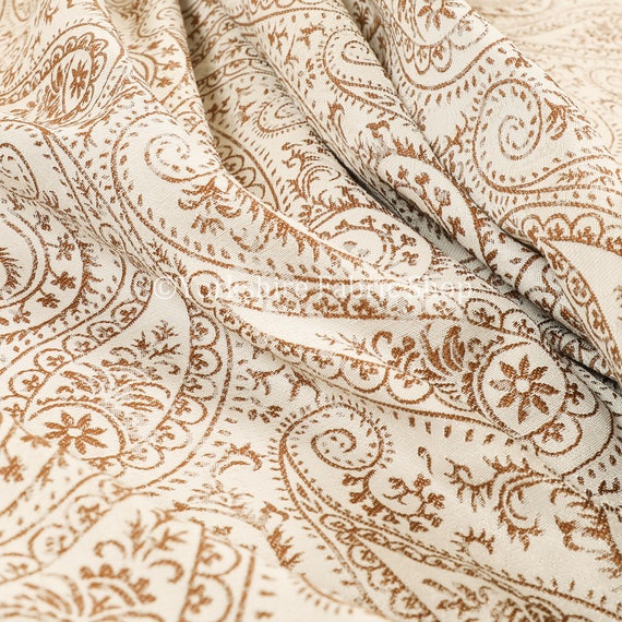 Lightweight Detailed Paisley Pattern Orange Chenille | Etsy