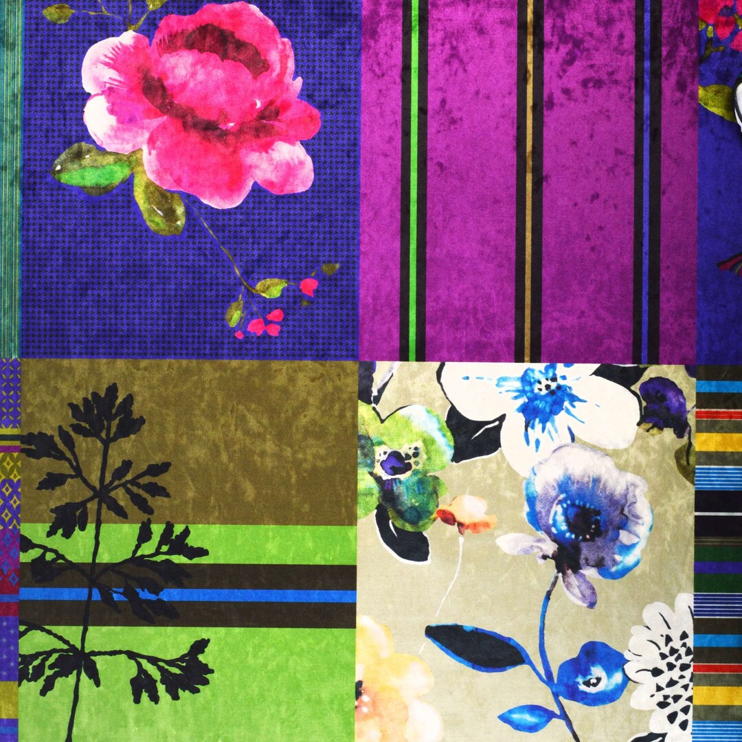 10 Metres of British Designer Patchwork Pattern Wonderland Multicolour ...