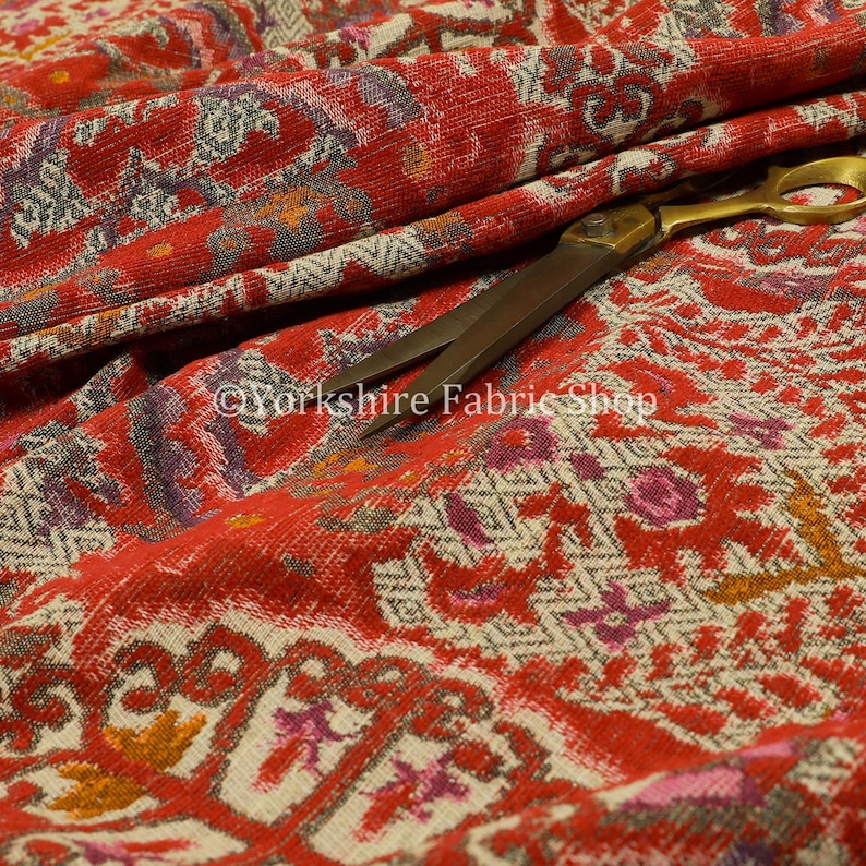 Red Cream Coloured Medallion Patchwork Style Pattern Soft - Etsy UK