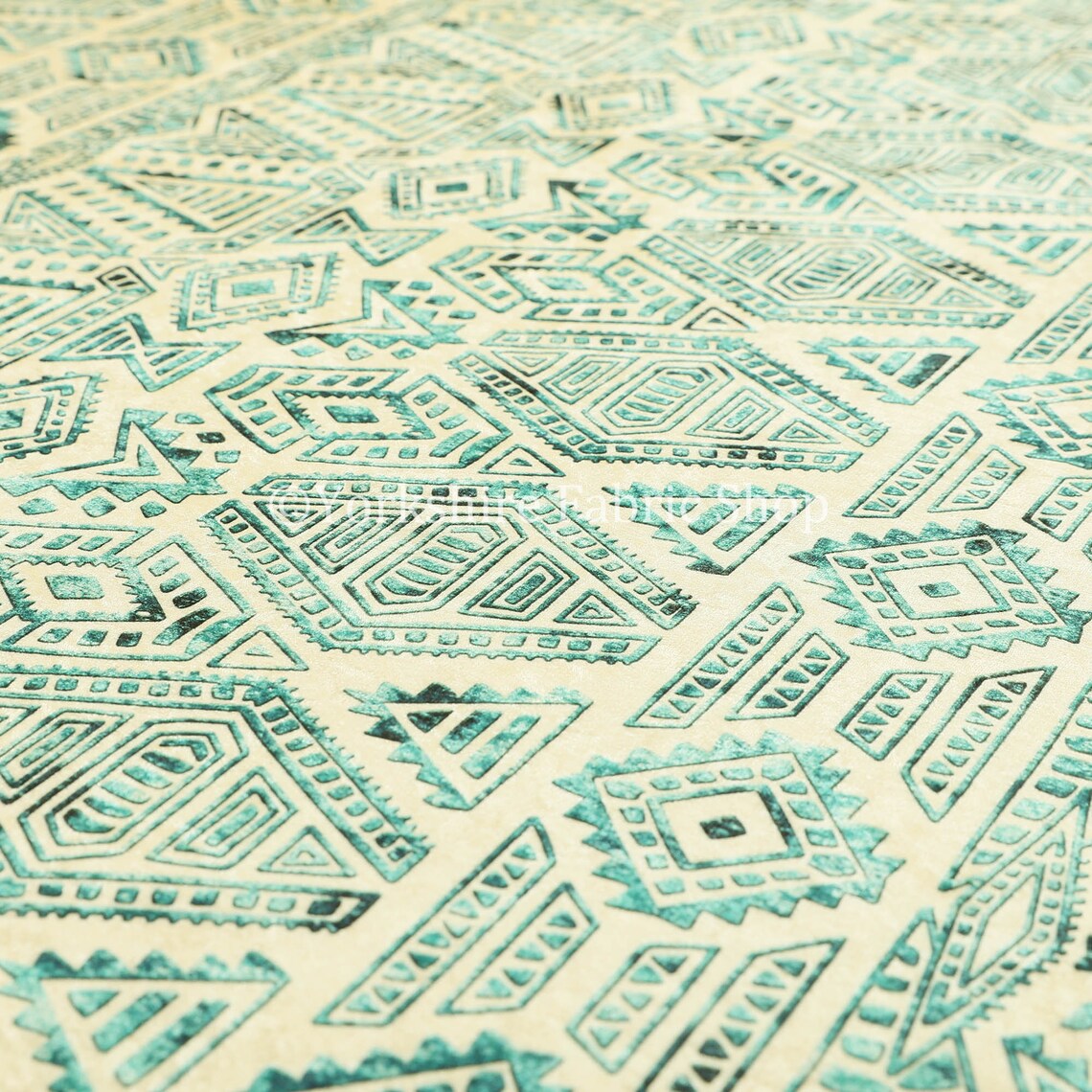 Teal Blue Tribal Aztec Pattern Shiny Velvet Curtain Upholstery - Etsy