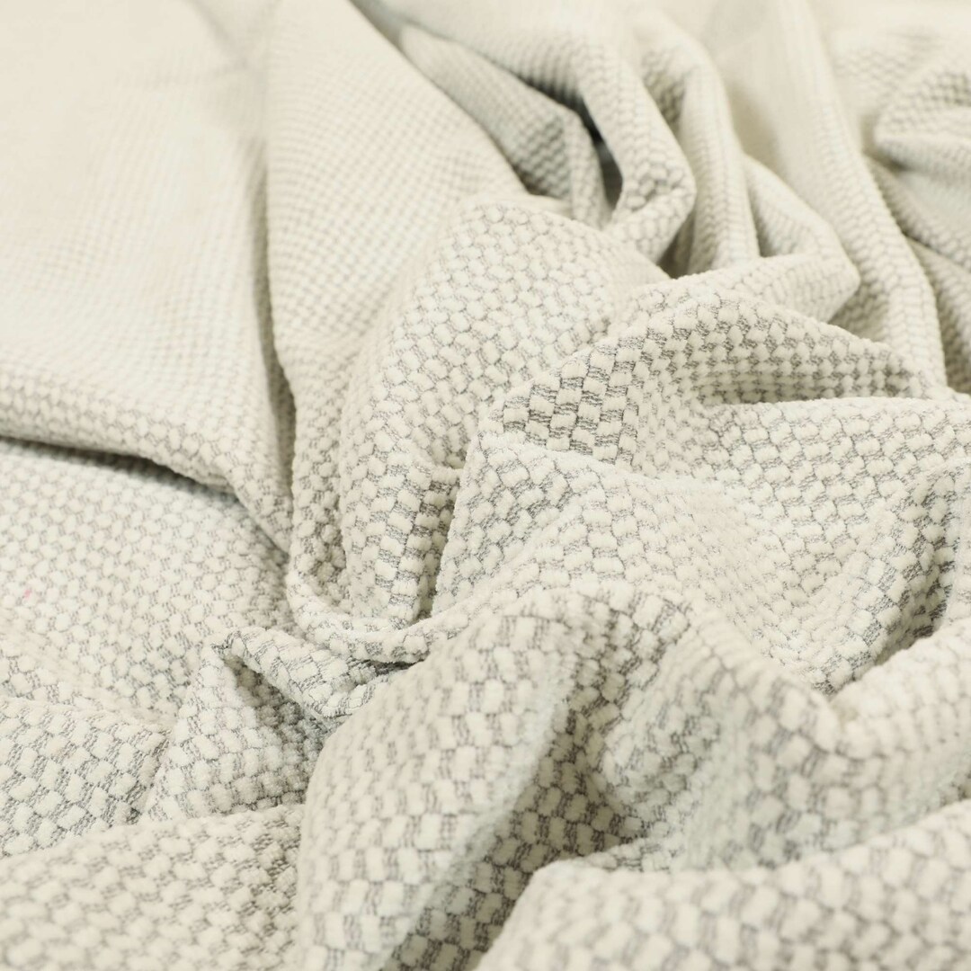 New Soft Textured in White Cream Colour Self Plain Chenille Upholstery ...