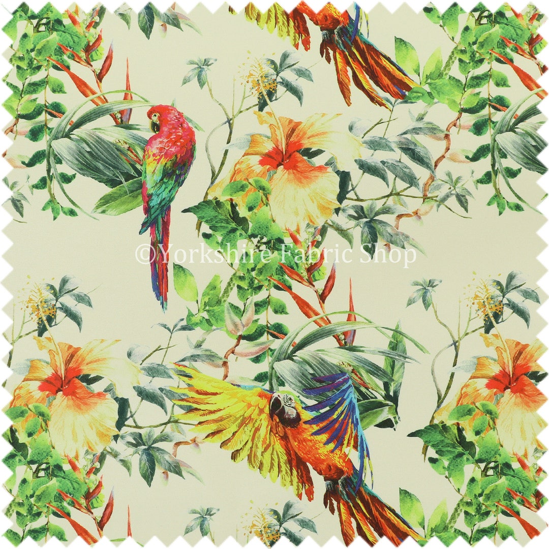 Colourful Parrot Jungle Pattern Velour Velvet Printed - Etsy UK