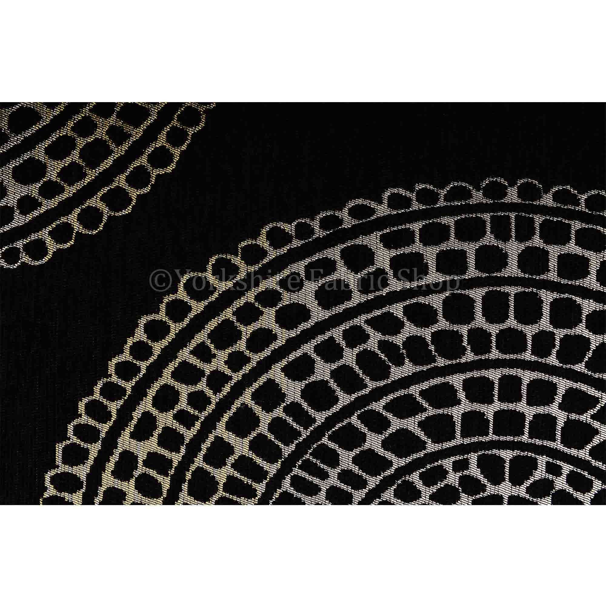 Black Gold Circle Shape Soft Textured Woven Chenille Upholstery Curtain ...