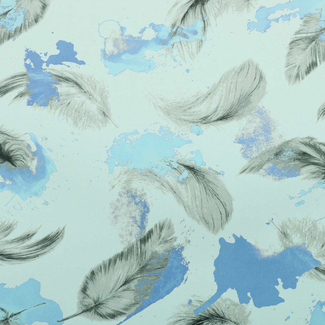 Soft Quality Printed Velvet Leaf Pattern Blue Curtain Furnishing ...