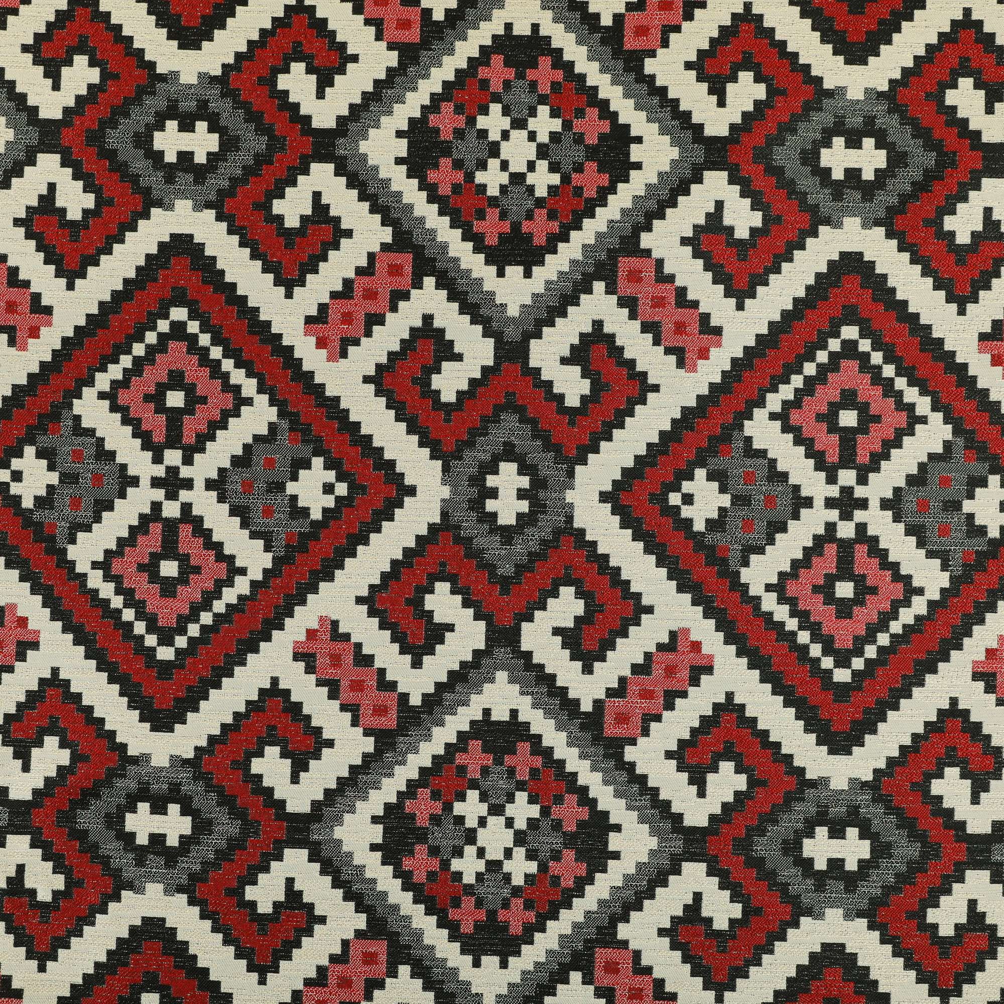 Modern Tetris Geometric Pattern Upholstery Curtain Furnishing Black Red ...