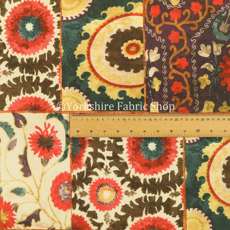 Patchwork Colourful Design New Pattern Velour Printed Velvet - Etsy