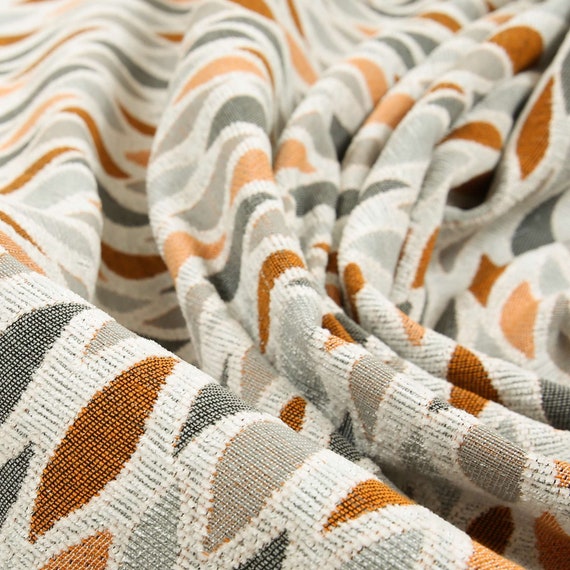 New Eye Lid Pattern Grey Orange White Colour Woven Soft Chenille Furnishing Quality Upholstery Fabric Sold by the 1 Metre Length Fabric Etsy