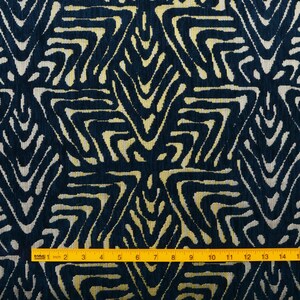 Quality Soft Woven Jacquard Upholstery Fabrics Navy Blue Gold Shine ...
