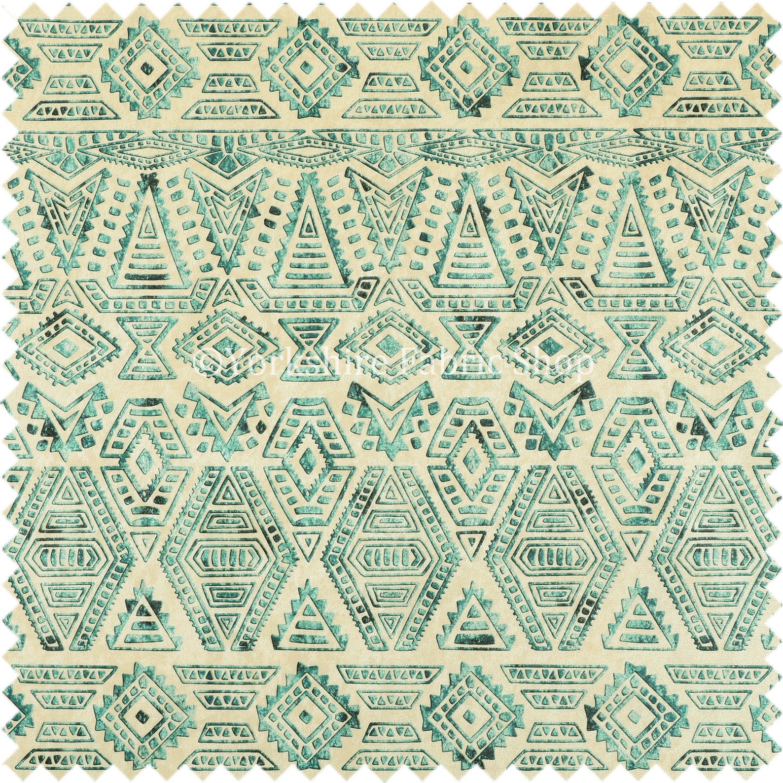 Teal Blue Tribal Aztec Pattern Shiny Velvet Curtain Upholstery - Etsy