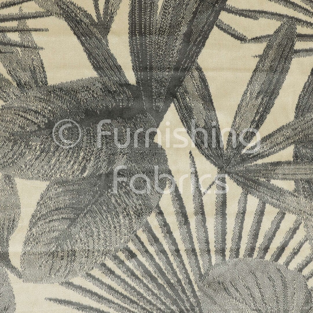 Jungle Floral Pattern Velvet Material Cream Grey Colour Upholstery ...
