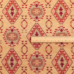 Heavyweight Traditional Kilim Aztec Beige Pattern Upholstery Furnishing ...