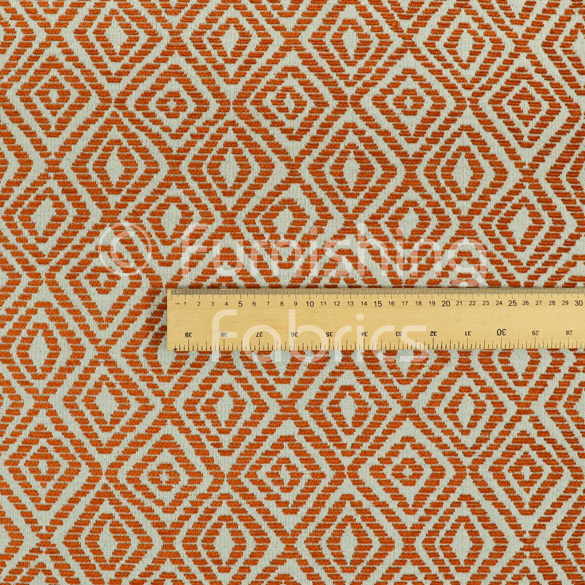 New Orange Coloured Geometric Diamond Modern Pattern Upholstery ...