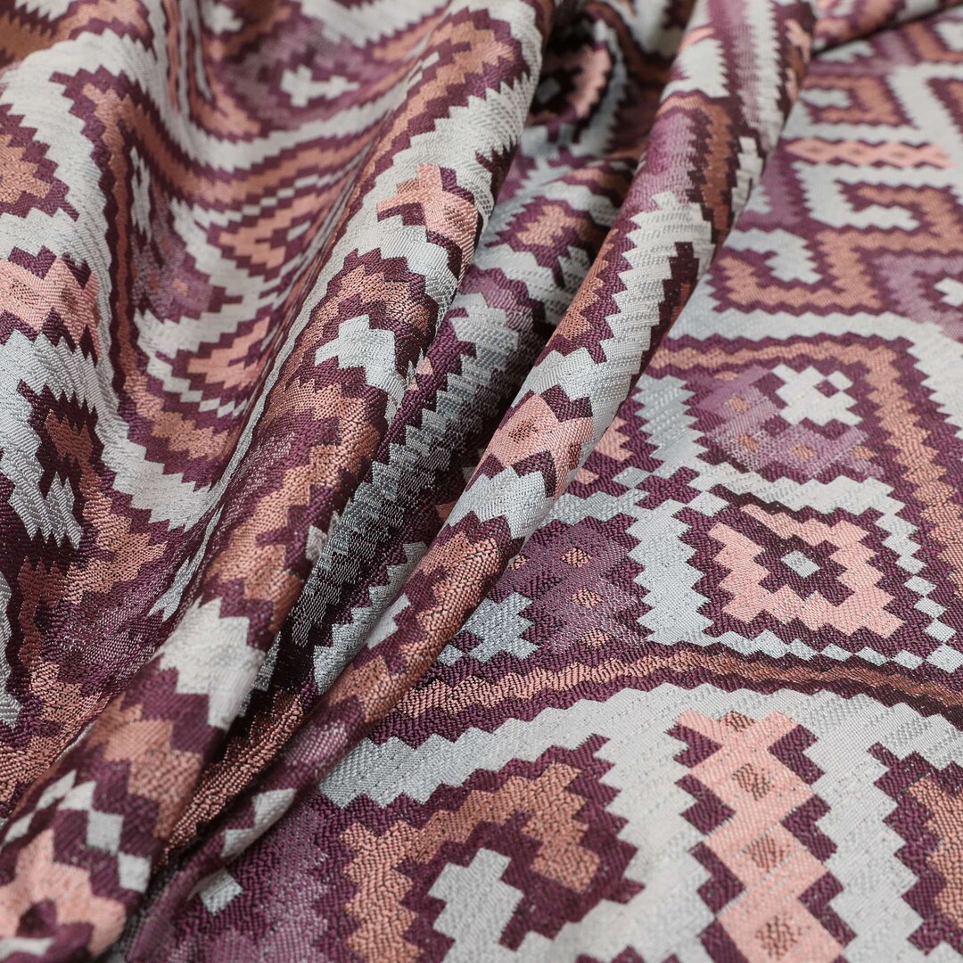 Modern Tetris Geometric Pattern Upholstery Curtain Furnishing Purple ...