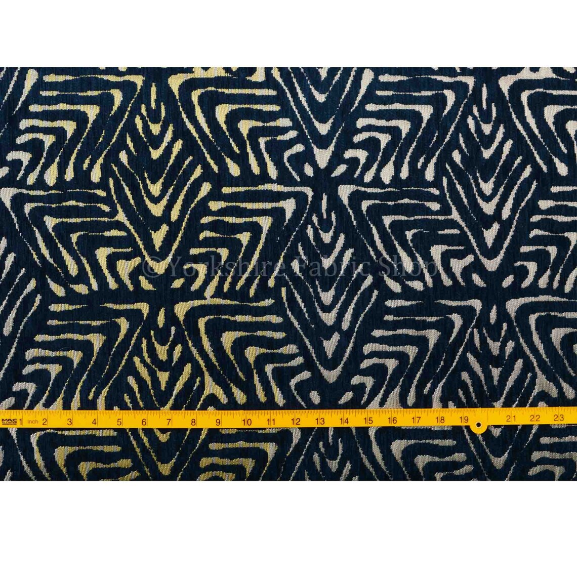 Quality Soft Woven Jacquard Upholstery Fabrics Navy Blue Gold - Etsy