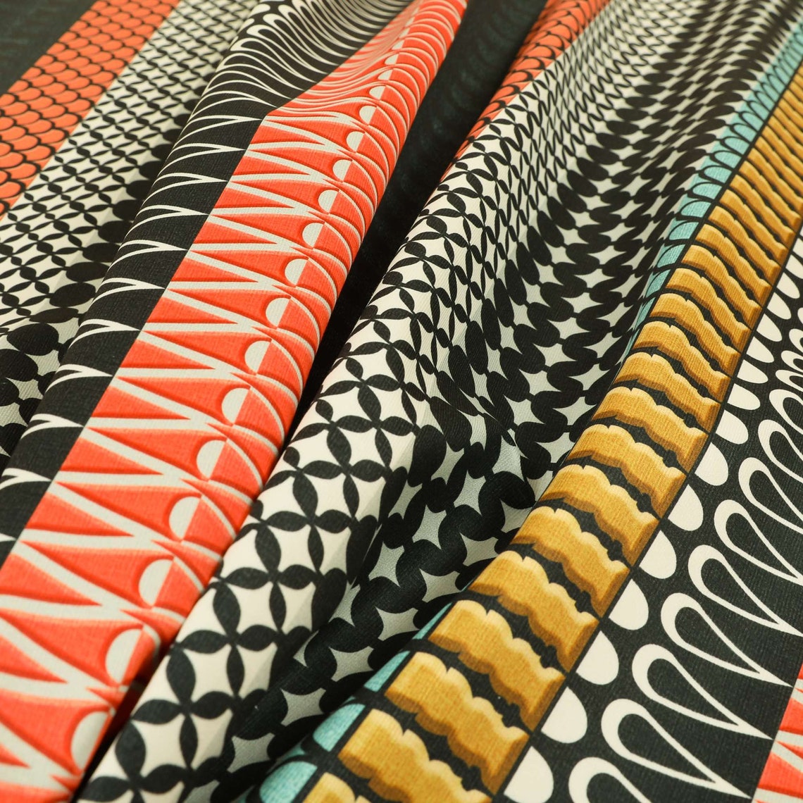 Geometric Striped Colour Pattern Velour Velvet Print Upholstery Curtain ...
