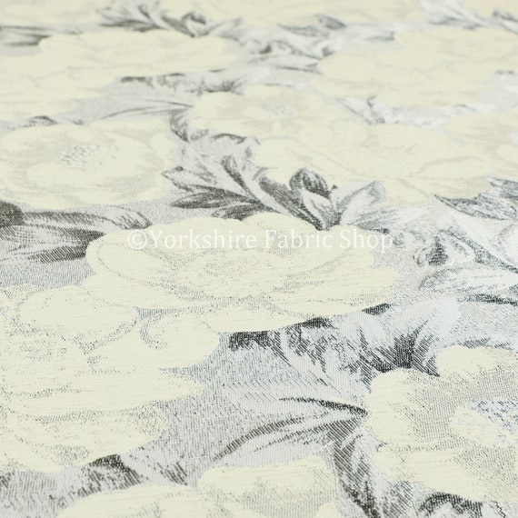 New Floral Flower Pattern Shiny Cream Quality Woven Furnishing | Etsy