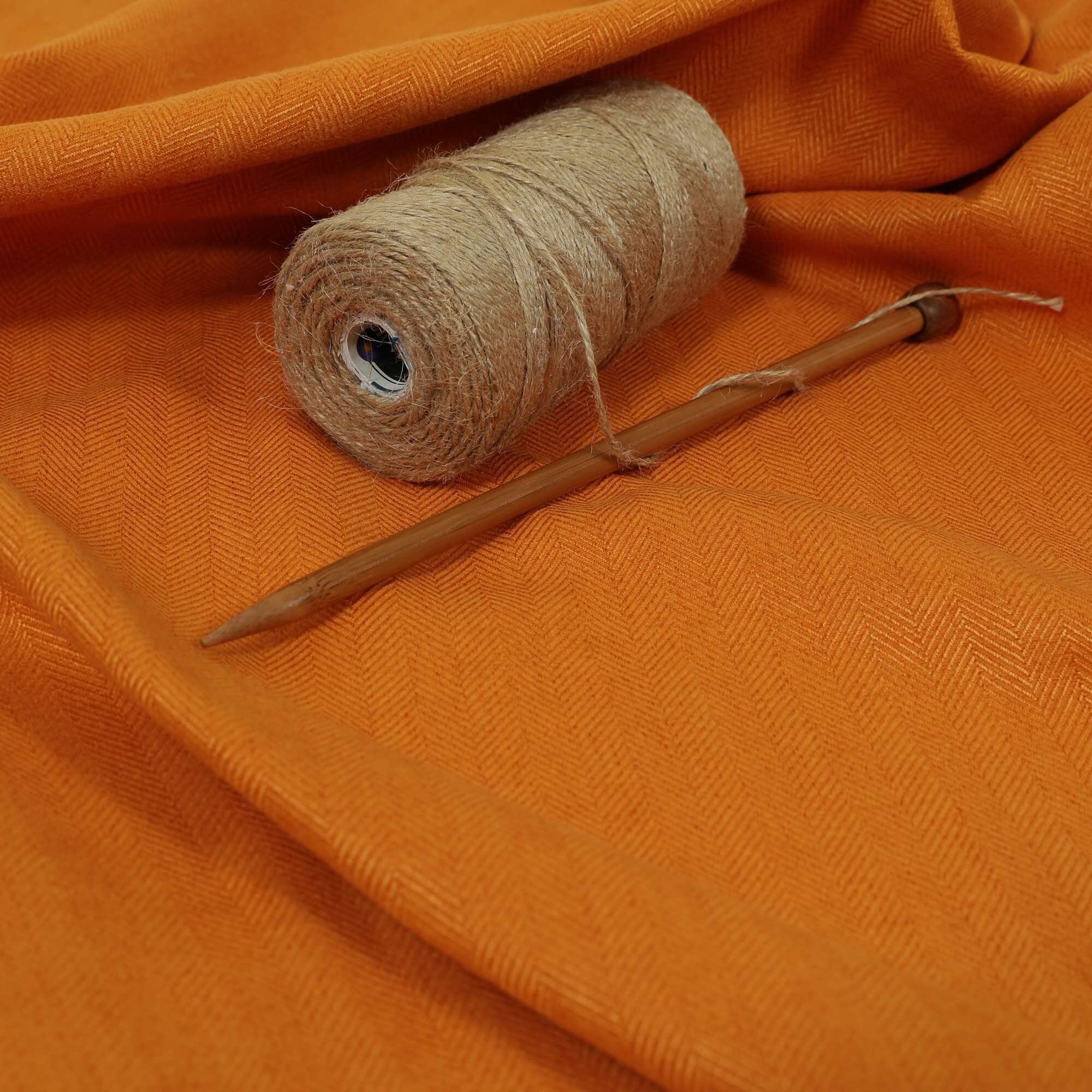 New Furnishing Fabrics Orange Herringbone Chenille Textured Hardwearing ...