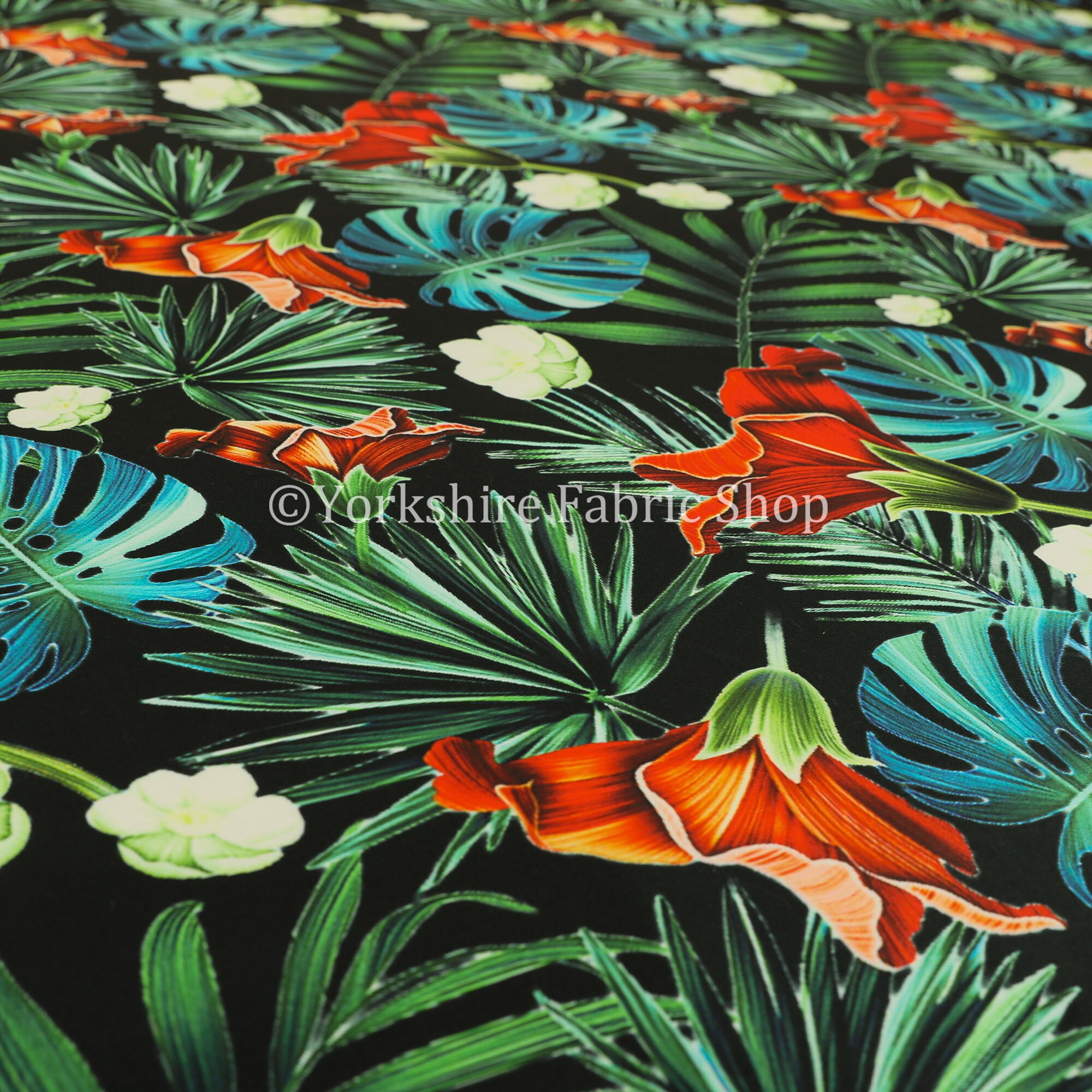 Full Black All Over Jungle Leaf Floral Pattern Velour Velvet | Etsy UK