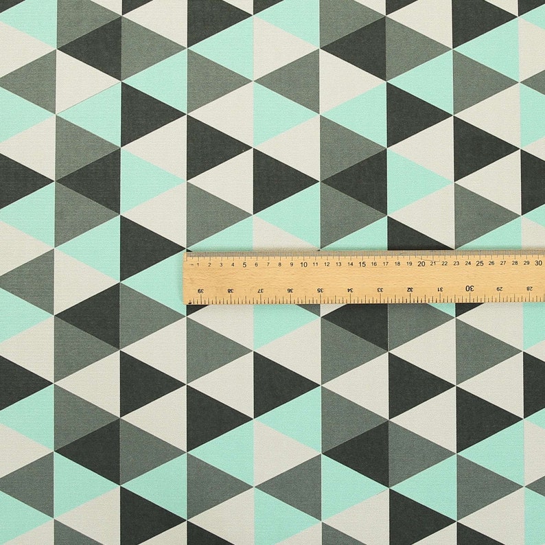 New Modern Geometric Triangle Pattern Teal Grey White Colour Soft ...