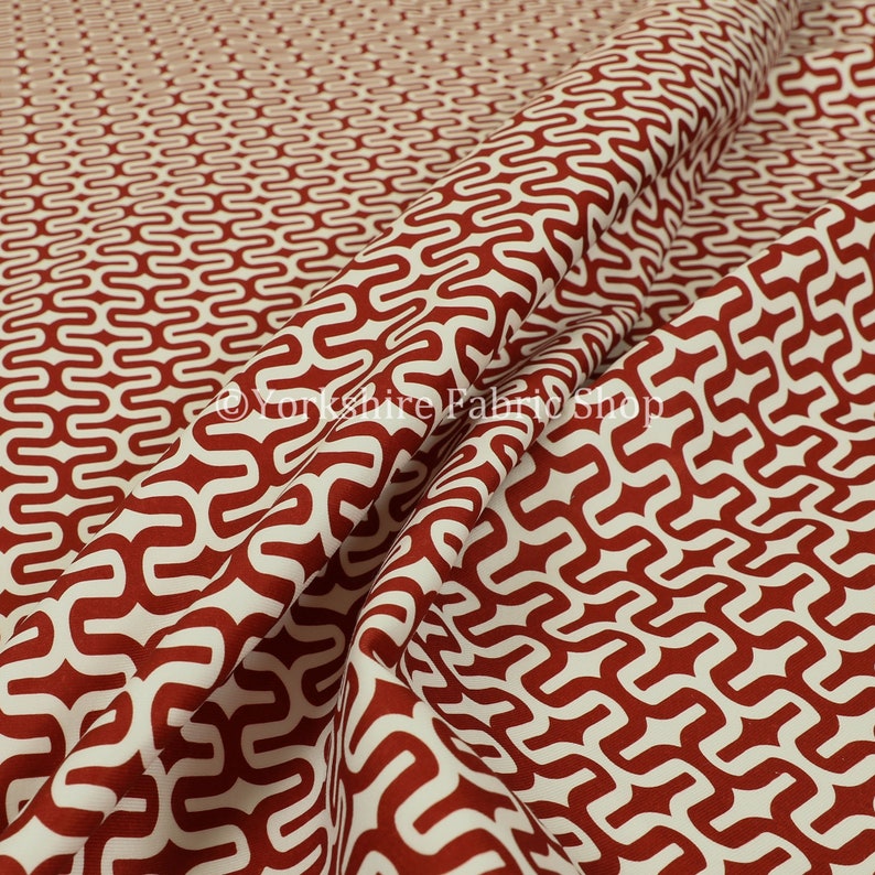 Repeated Medallion Geometric Pattern Red Velour Faux Velvet - Etsy