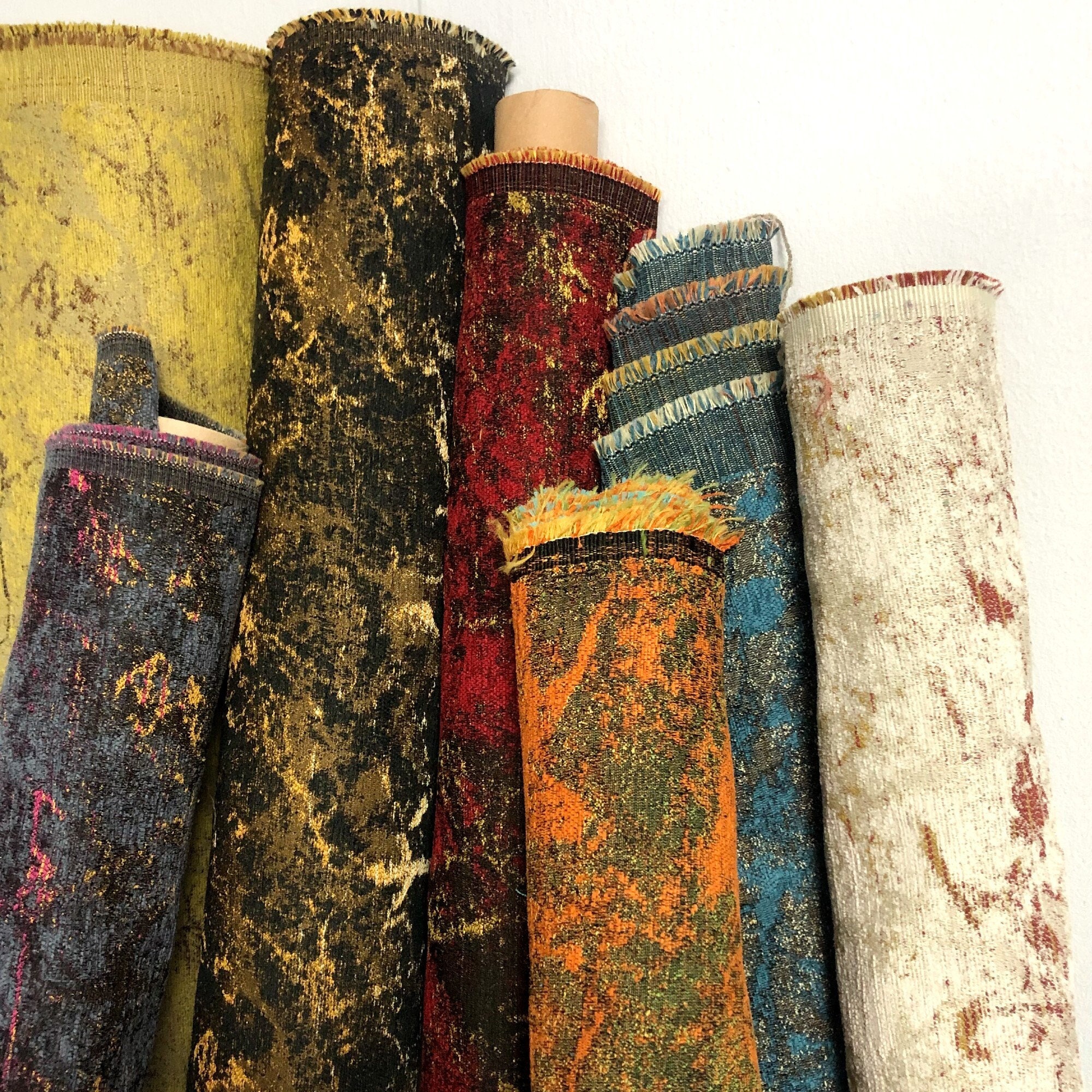 Distressed Metallic Jacquard Upholstery Fabric for Curtains - Etsy UK