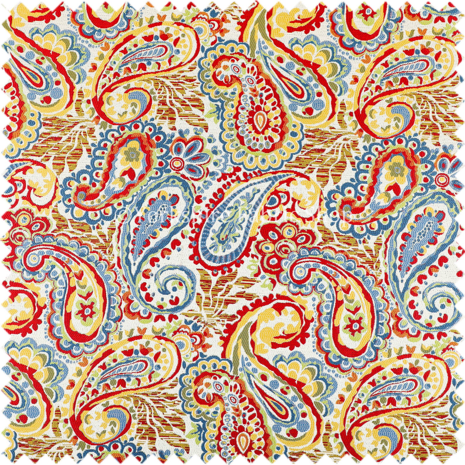 All Over Paisley Pattern Red Blue Yellow Chenille Upholstery - Etsy