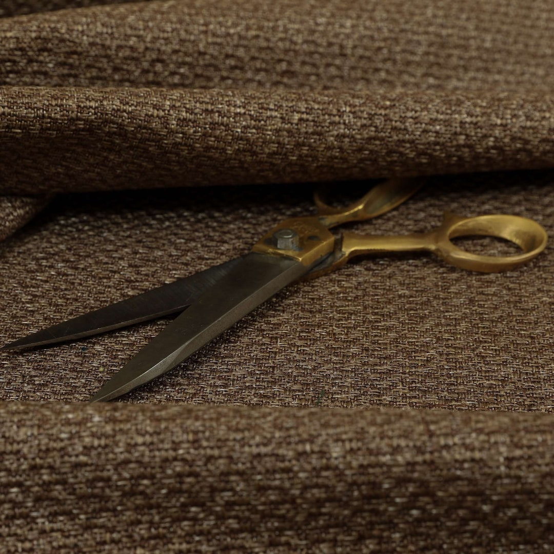 New Modern Textured Plain Hopsack Weave Brown Upholstery Furniture ...