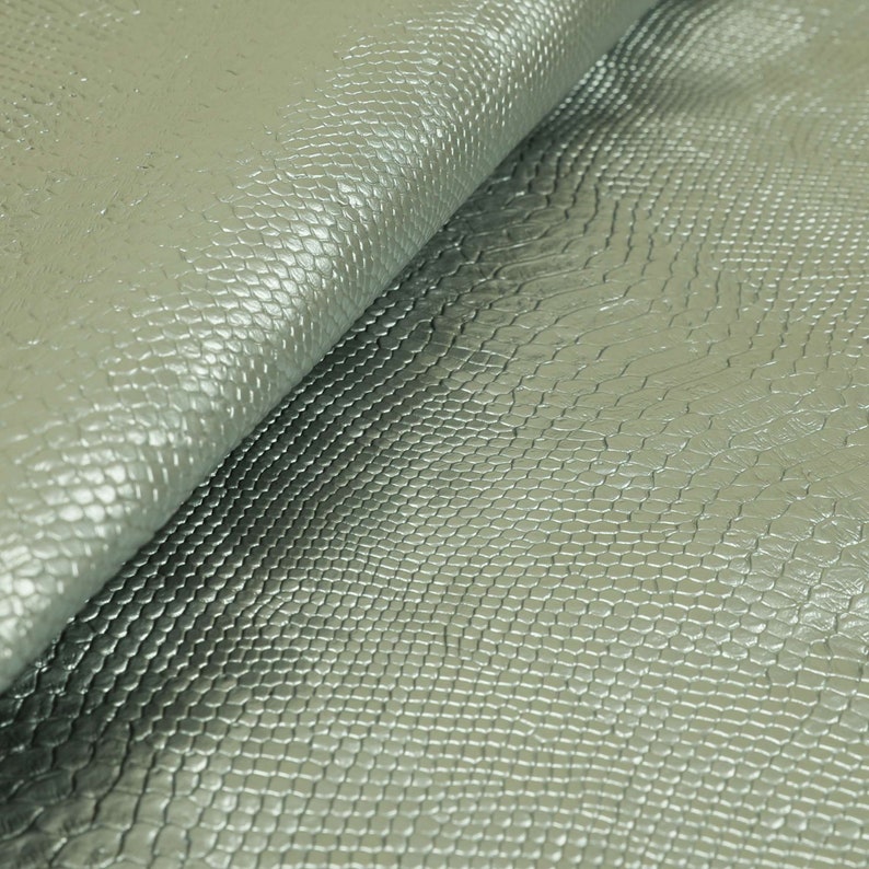 Designer Embossed Snake Animal Textured Silver Faux Leather - Etsy