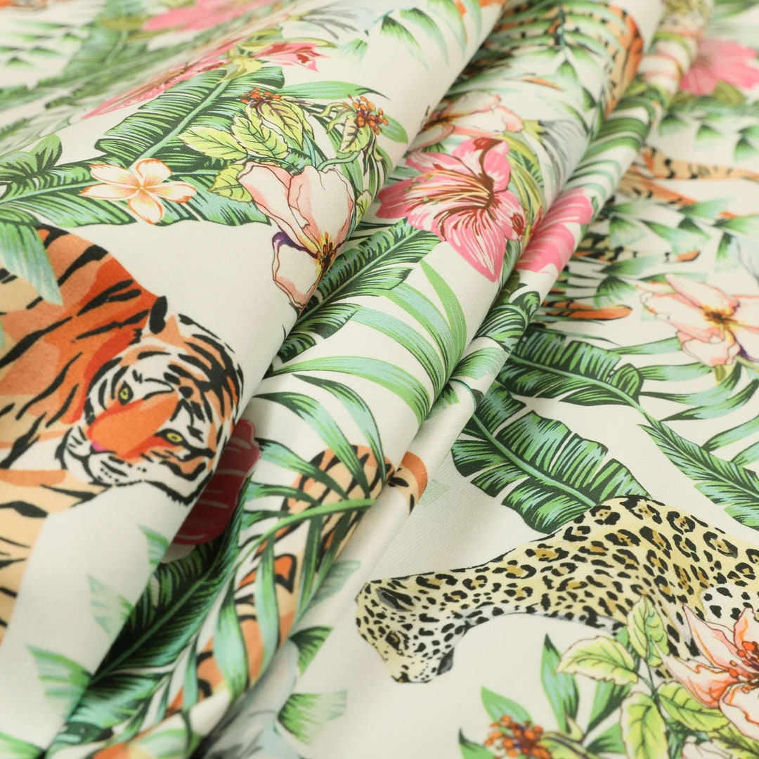 New Tiger Leopard Animal Jungle Wildlife Pattern Velour Velvet ...