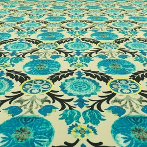 Modern Printed Velvet Blue Green Floral Pattern Upholstery Furnishing ...
