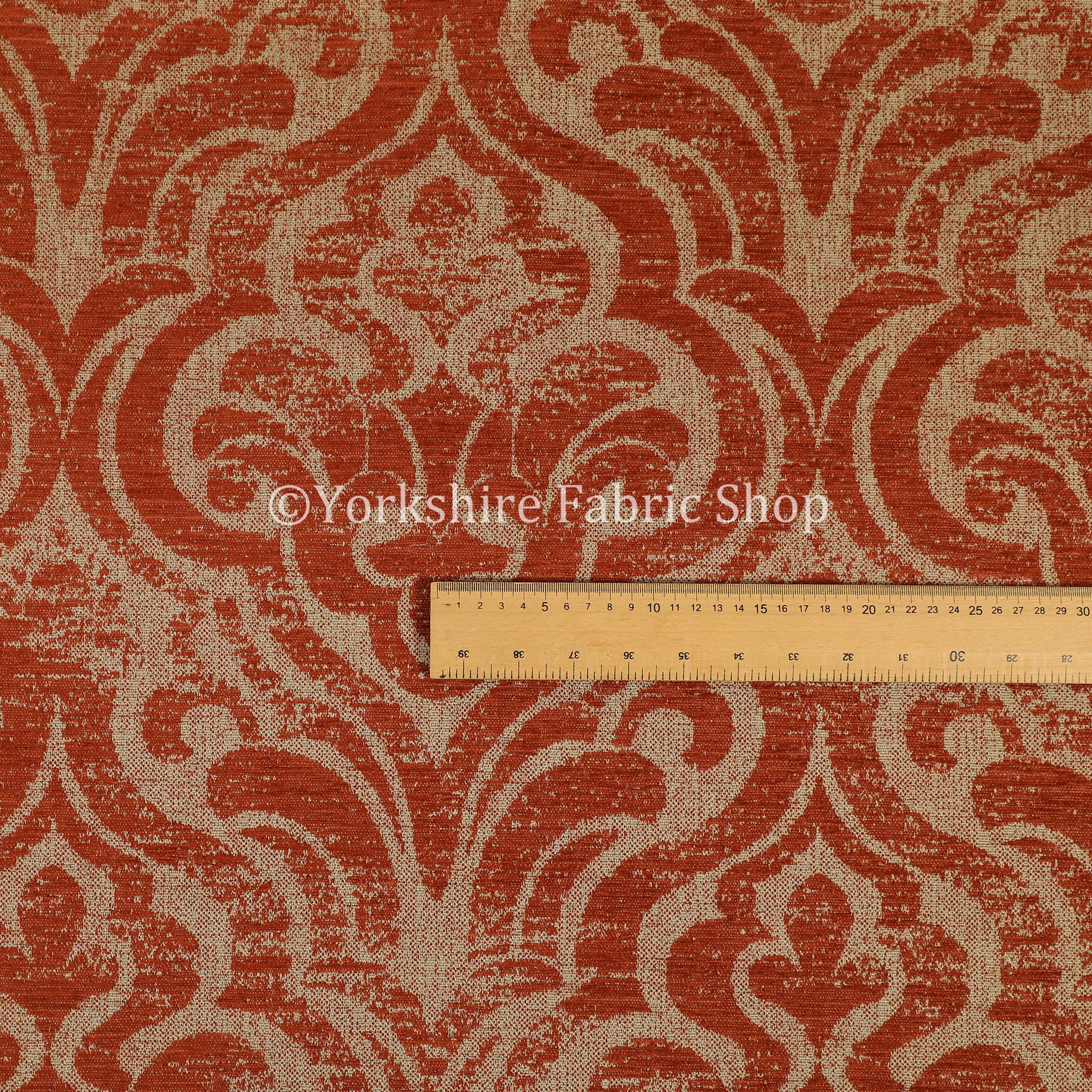 Mono Tone Faded Damask Pattern New Red Colour Chenille Quality | Etsy UK