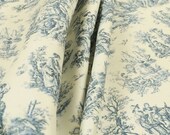 French Toile Traditional Blue Pattern Velour Printed Velvet - Etsy