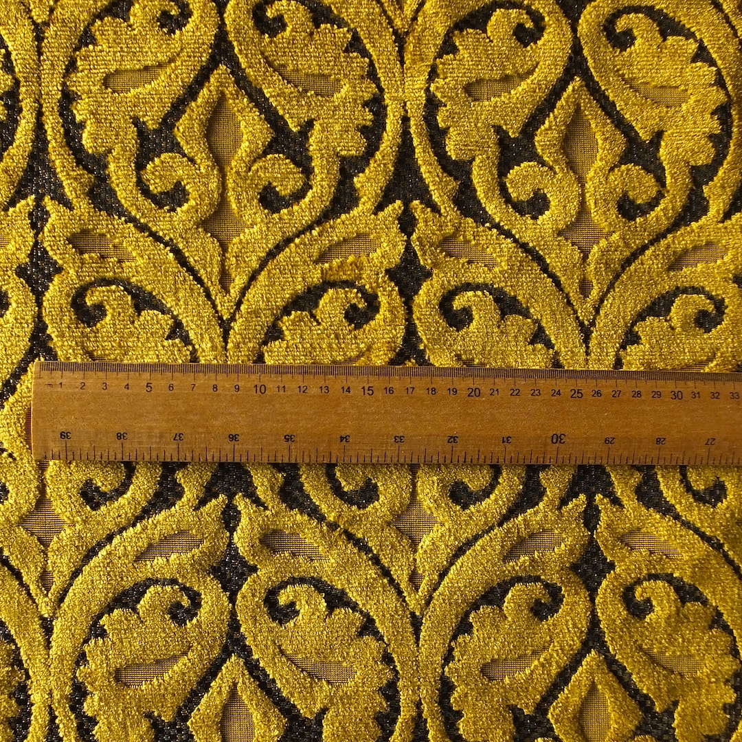 New Golden Yellow Colour Medallion Pattern Furnishing Velvet Upholstery ...