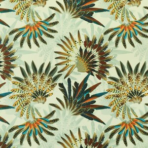 Blue Brown Native Indian Feather Chief Hat Print Velour Velvet ...