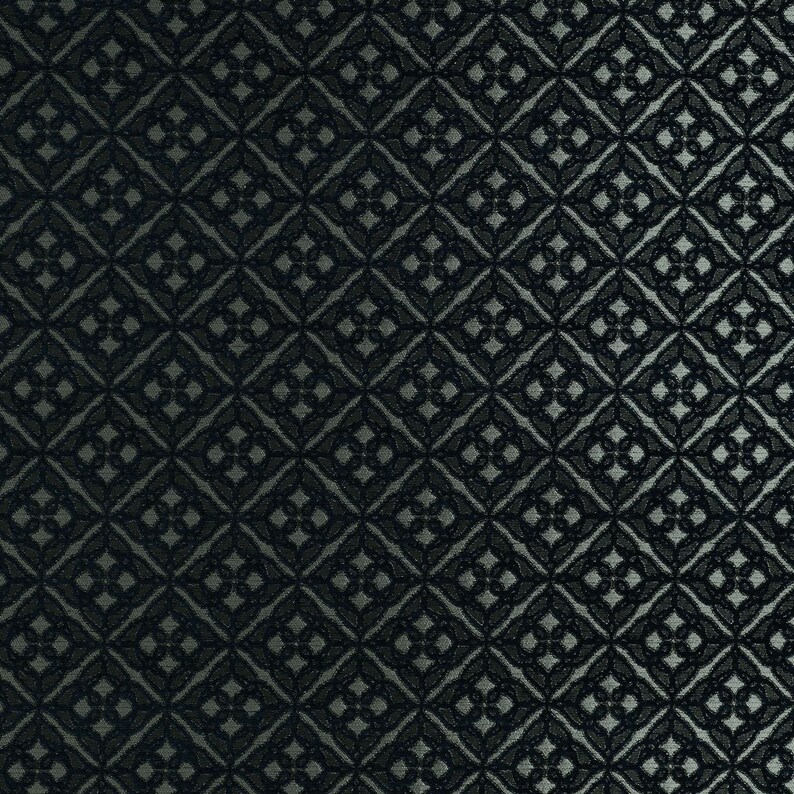 Modern Small Medallion Geometric Pattern Blue Silver Shine Upholstery ...