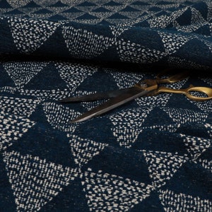 New Soft Quality Woven Modern Triangle Geometric Pattern Navy Blue ...