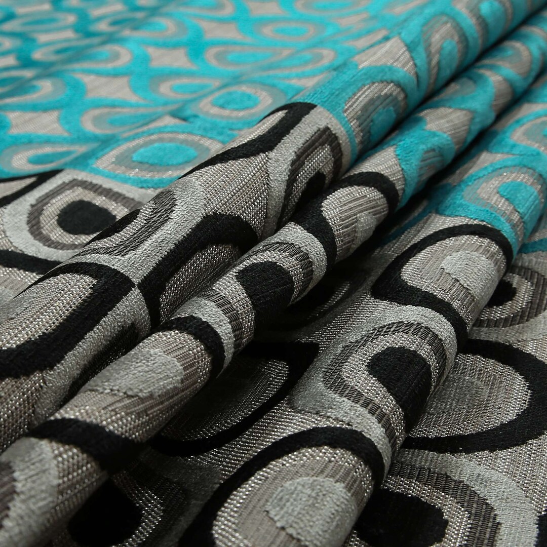 Half Half Geometric Pattern Black Grey Teal Colour Heavy Weight Quality ...