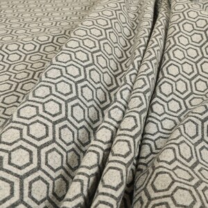 New Modern Geometric Hexagon Pattern Wool Textured Grey White ...