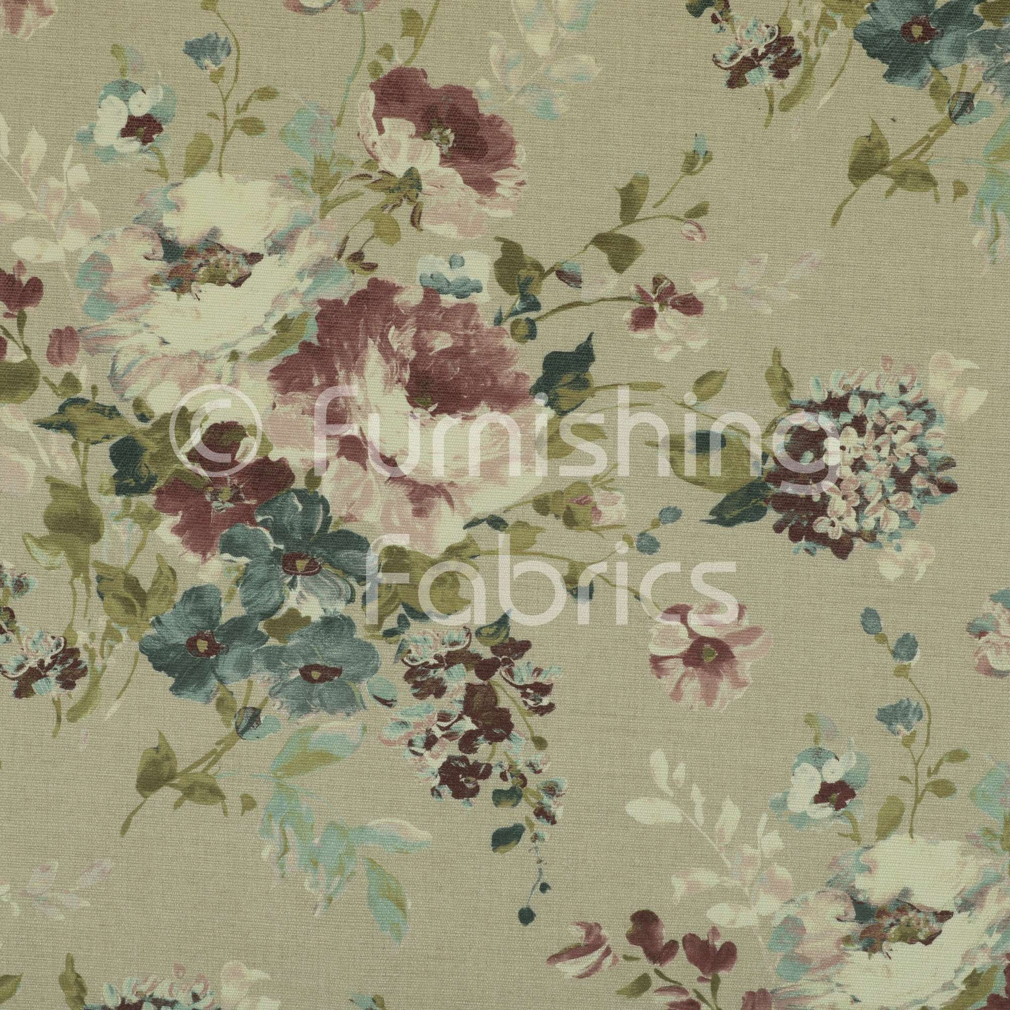 Floral Flower Print Pattern Linen Effect Material Interior | Etsy