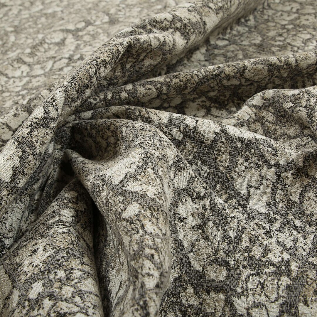 Grey Abstract Stone Effect Chenille Upholstery Fabric for Curtains ...