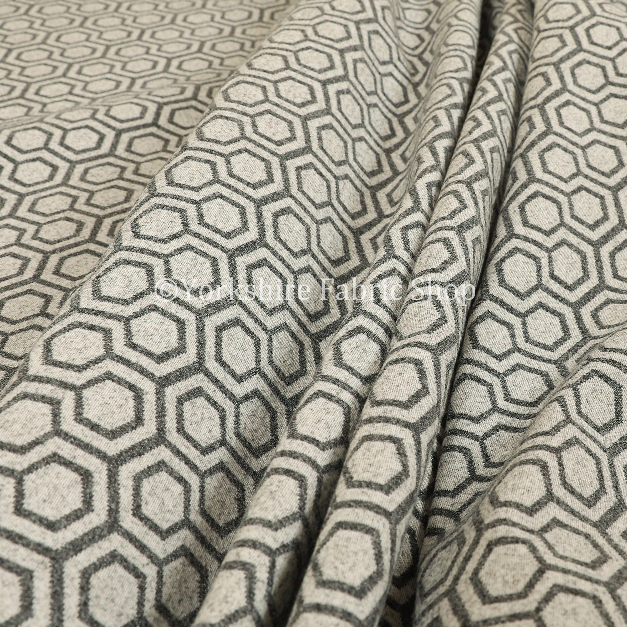 New Modern Geometric Hexagon Pattern Wool Textured Grey White | Etsy