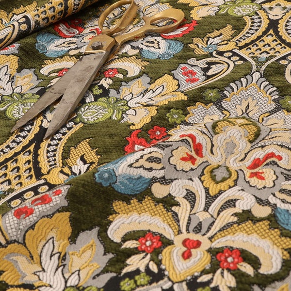 Green Damask Fabric - Etsy